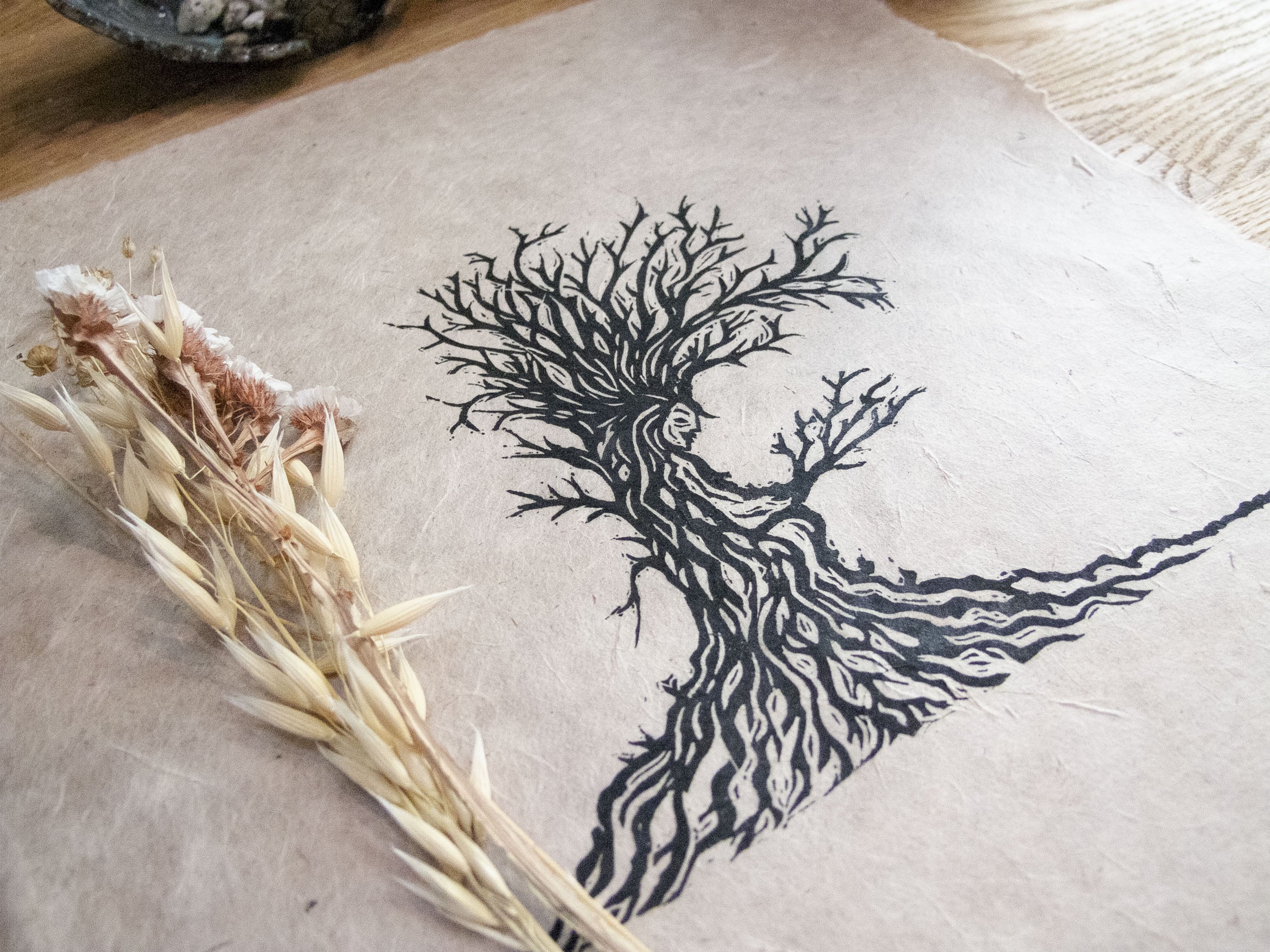 HAG TREE GODDESS | DRYAD | Original linocut print – The Coventina Press